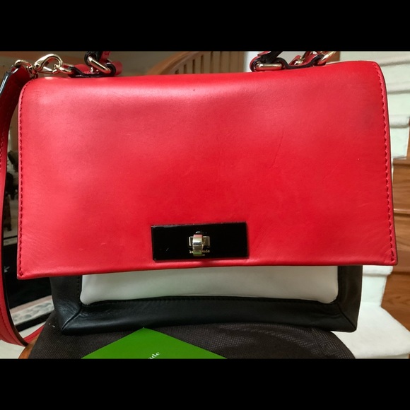 kate spade | Bags | Vintage Kate Spade Red Color Block Satchel Bag ...